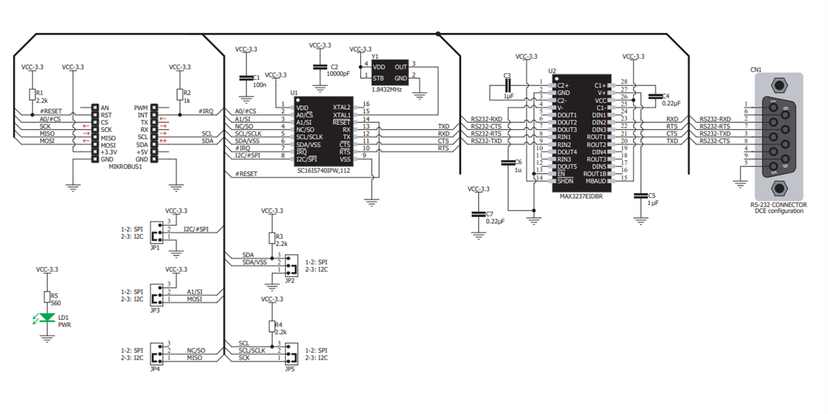 MIKROE-3349 UART I²C/SPI Click - Mikroe | Mouser